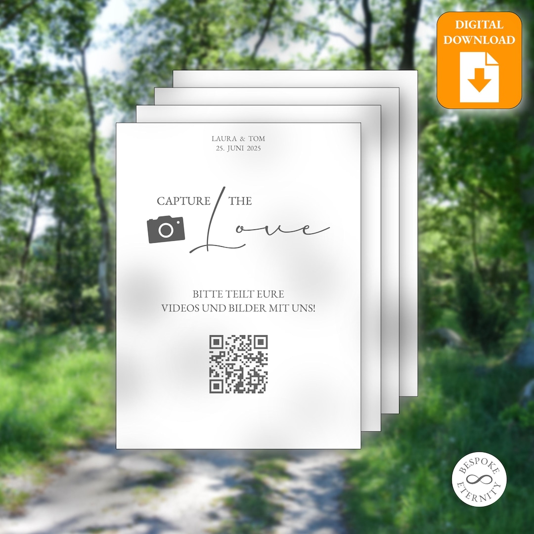 Personalized Table Cards With QR Code for Wedding Photo Upload (digital ...