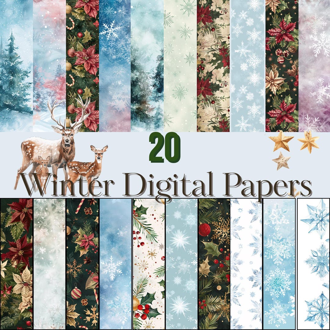 Winter Digital Paper Pack | 20 A4 Hygge Scrapbook Paper | Snowy ...