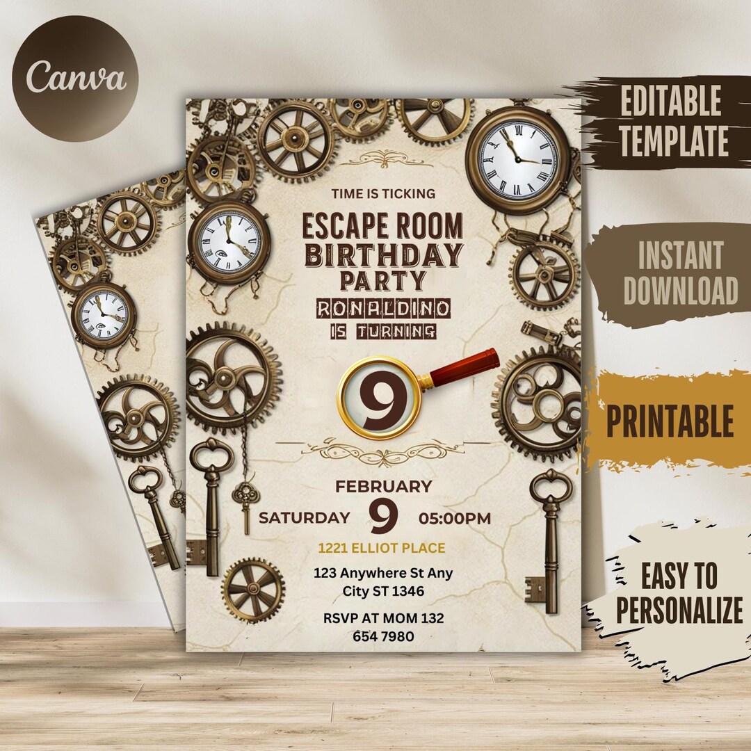 Escape Room Birthday Invitation Template: Mystery Party (digital ...