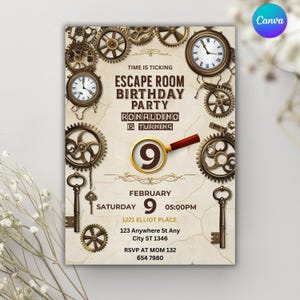 Escape Room Birthday Invitation Template: Mystery Party (digital ...