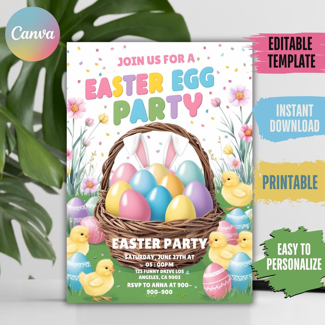 Easter Egg Hunt Invitation Easter Bunny Evite Easter Party Invite ...