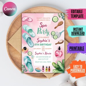 Spa Party Invitation Template: Personalized Digital Download - Etsy Canada