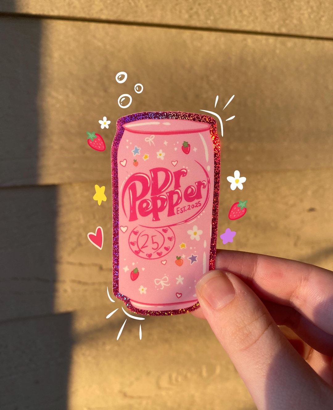 Dr Pepper Pink Sticker | Dr Pepper Sticker | Pink Stickers | Glittery ...