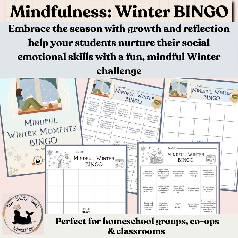 Mindfulness Winter BINGO for Students- Seasonal Mindful January ...