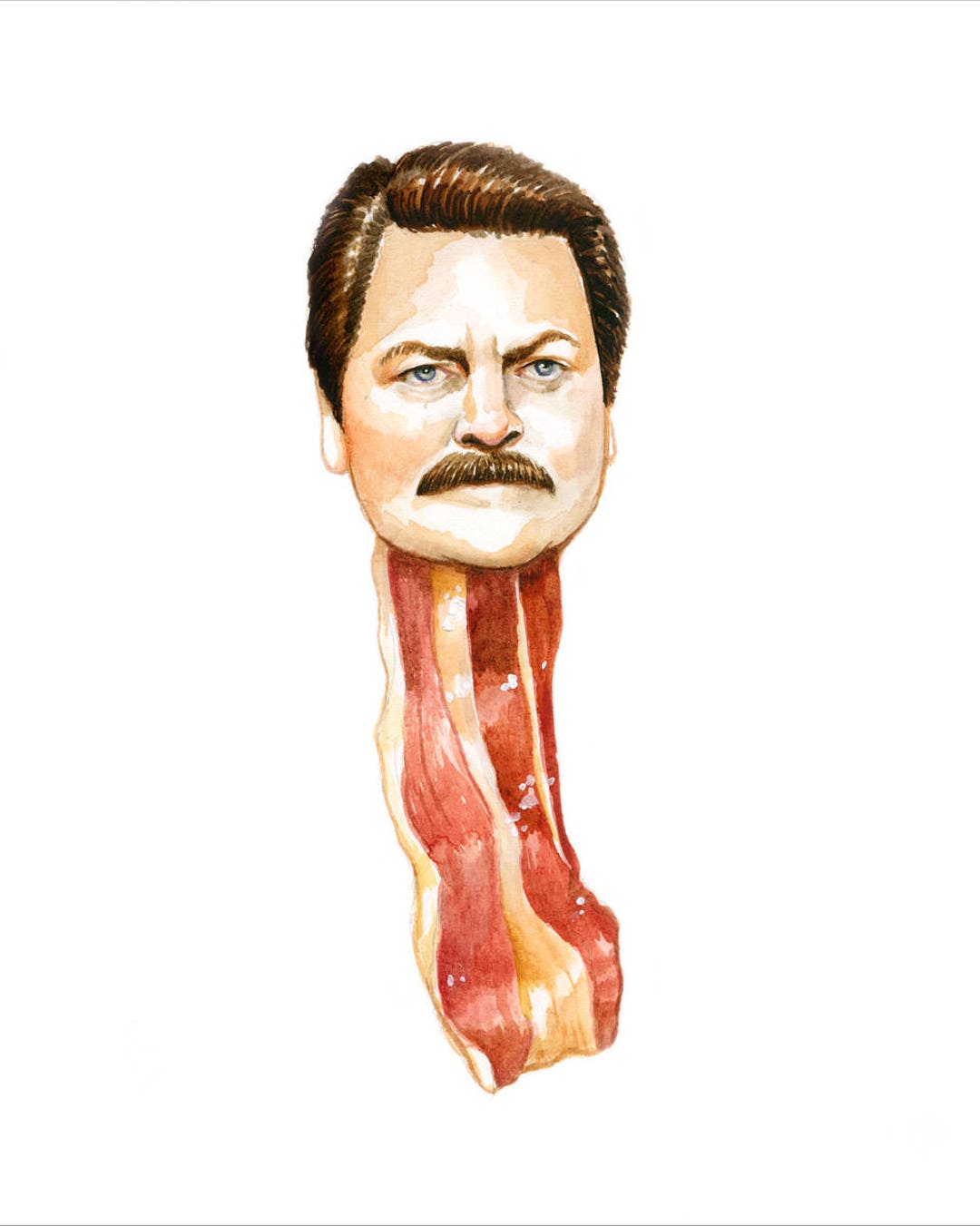 Nick Offerman Bacon Original Watercolor Painting - Etsy