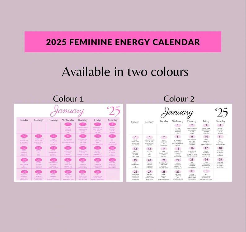 2025 Feminine Energy Calendar - Etsy