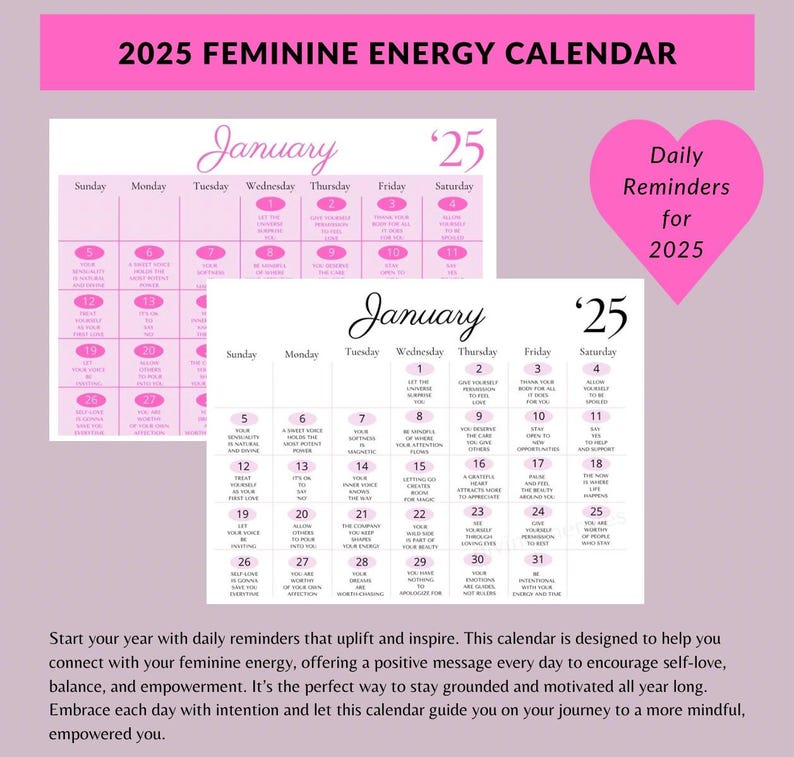 2025 Feminine Energy Calendar - Etsy