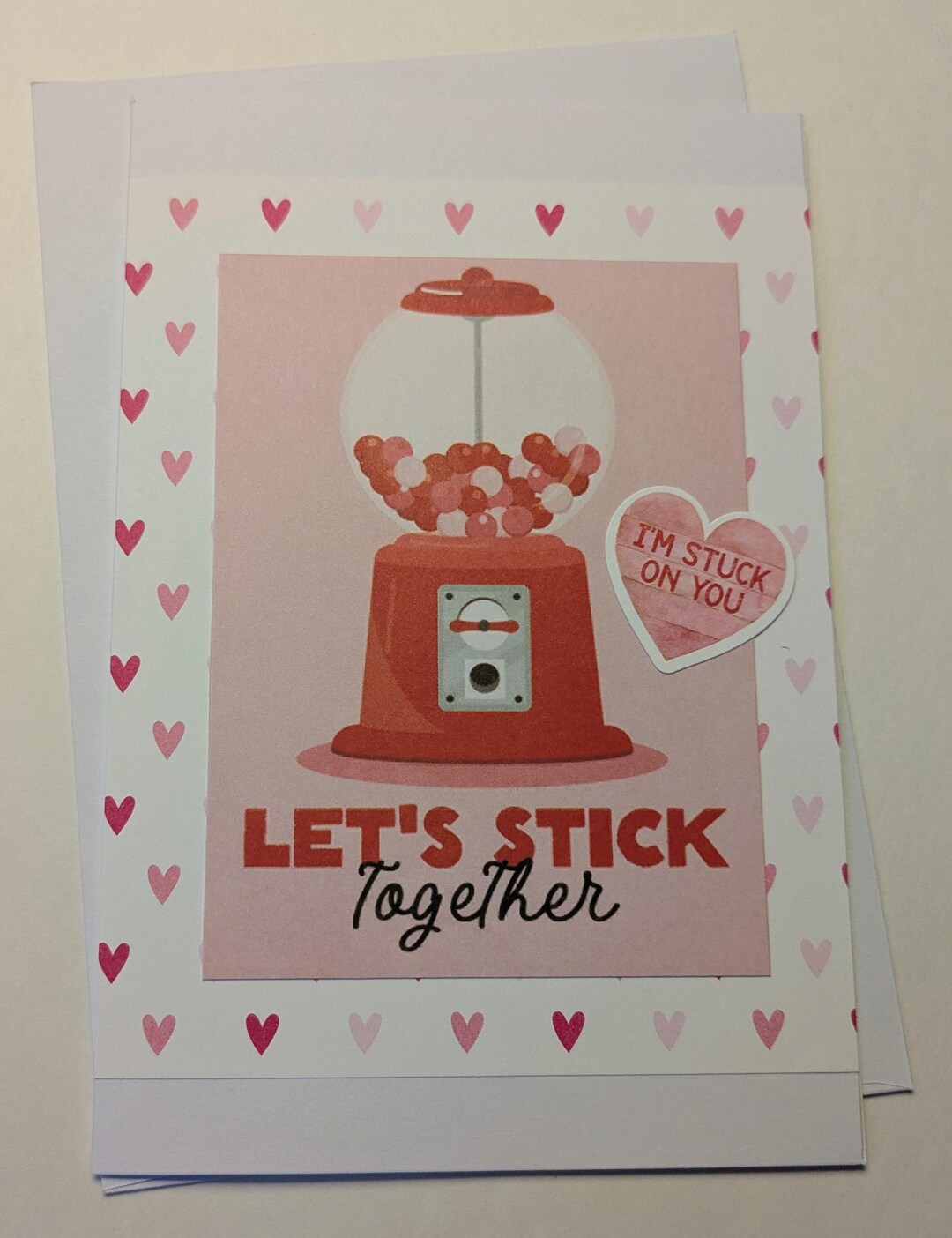 Let's Stick Together Bubblegum Gumball Machine Valentine Card - Etsy