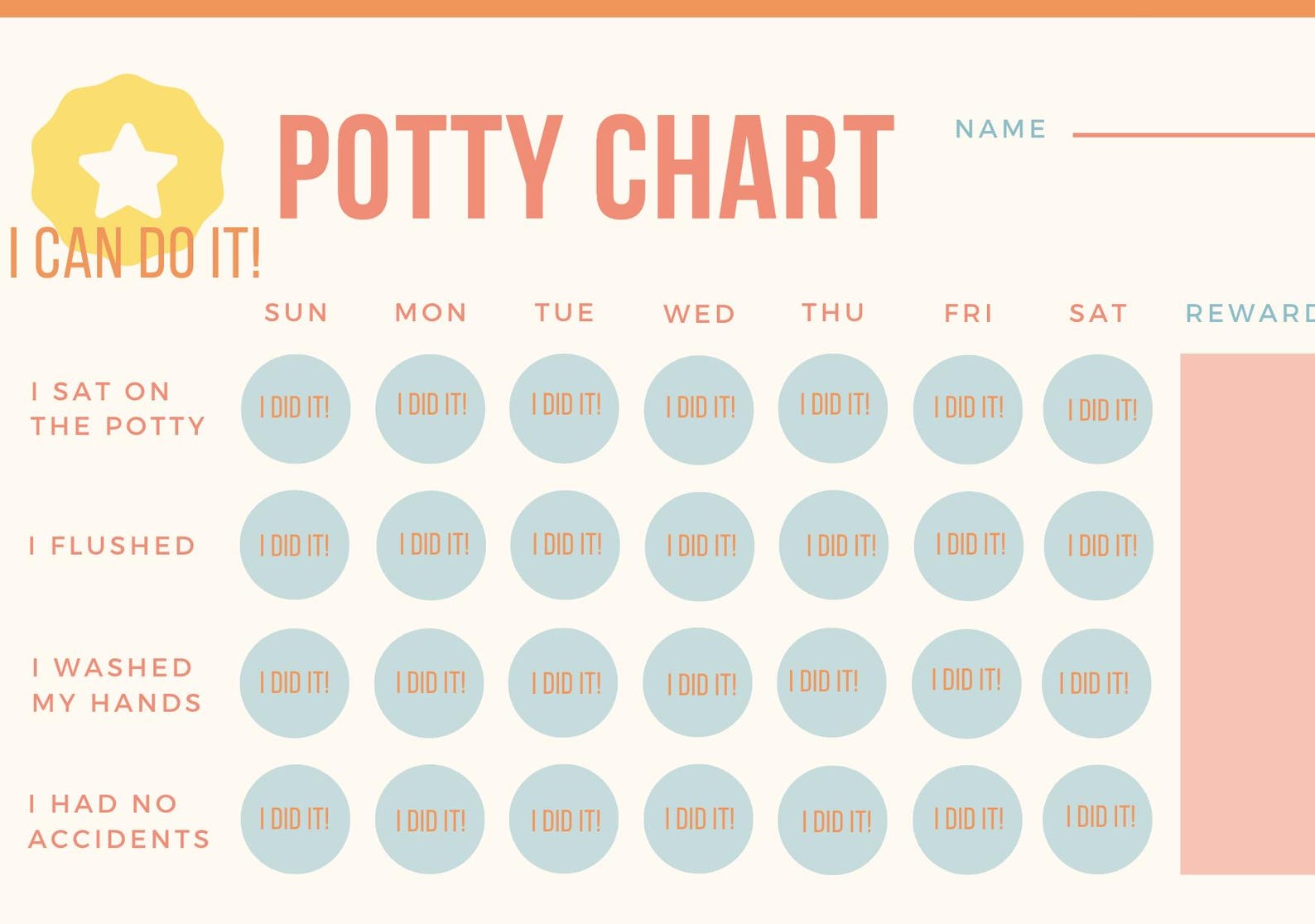 Potty Training Chart for Kids | Printable Reward Chart PDF | Fun ...