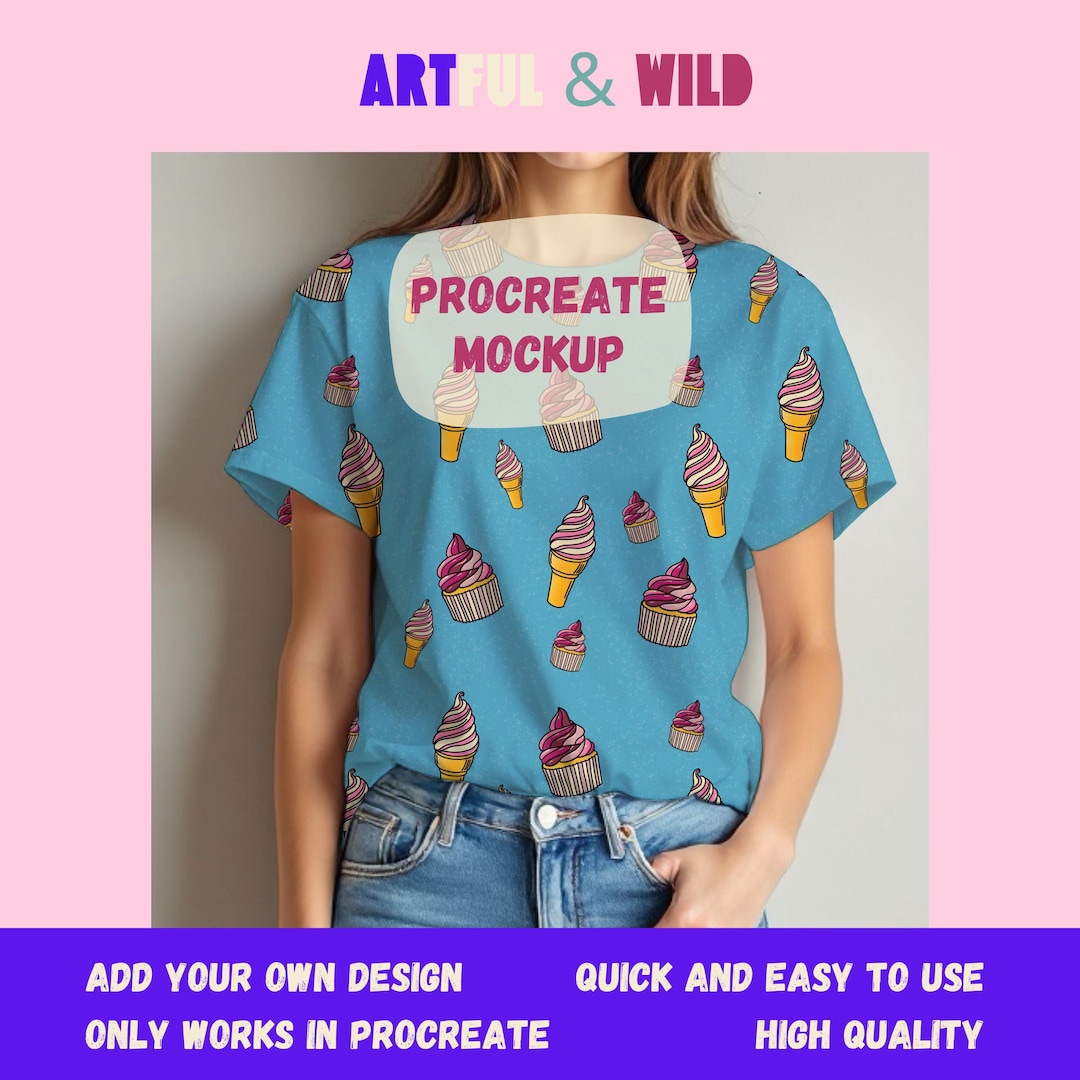 Procreate T-shirt Mockup | Digital Template for Artworks and Patterns ...