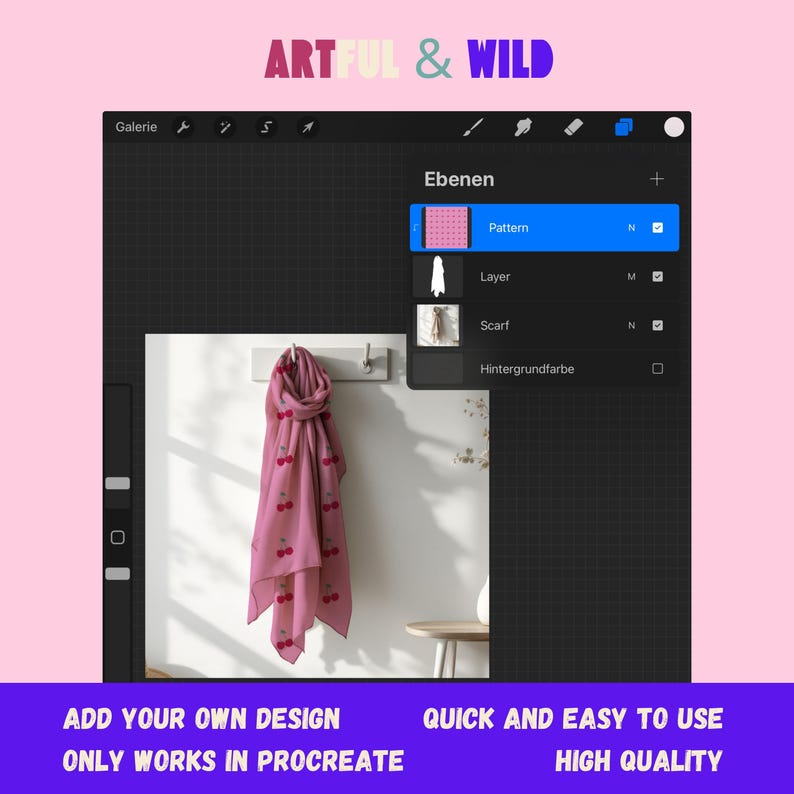 Scarf Procreate Mockup | Digital Template for Artworks and Patterns ...