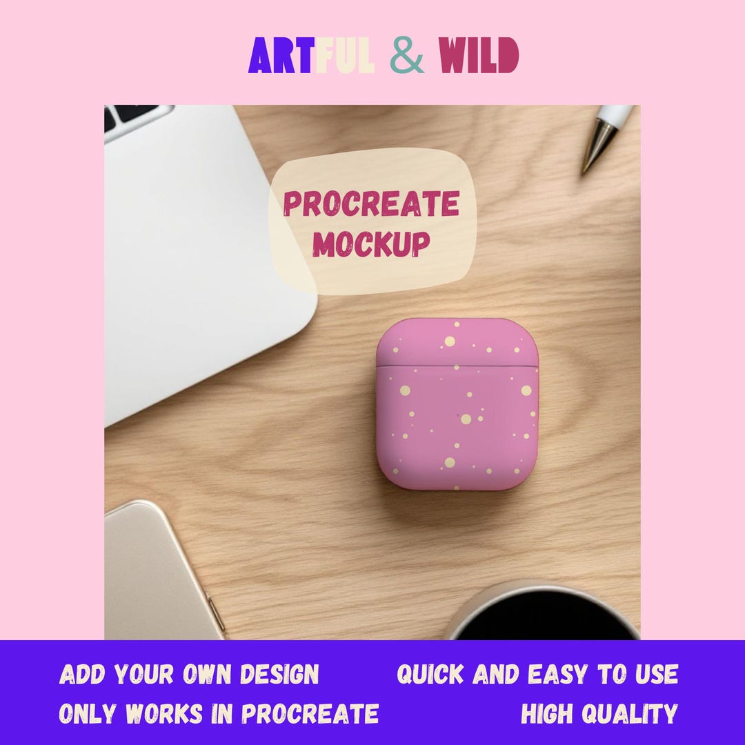 Earbuds Case Procreate Mockup | Digital Template for Artworks and ...