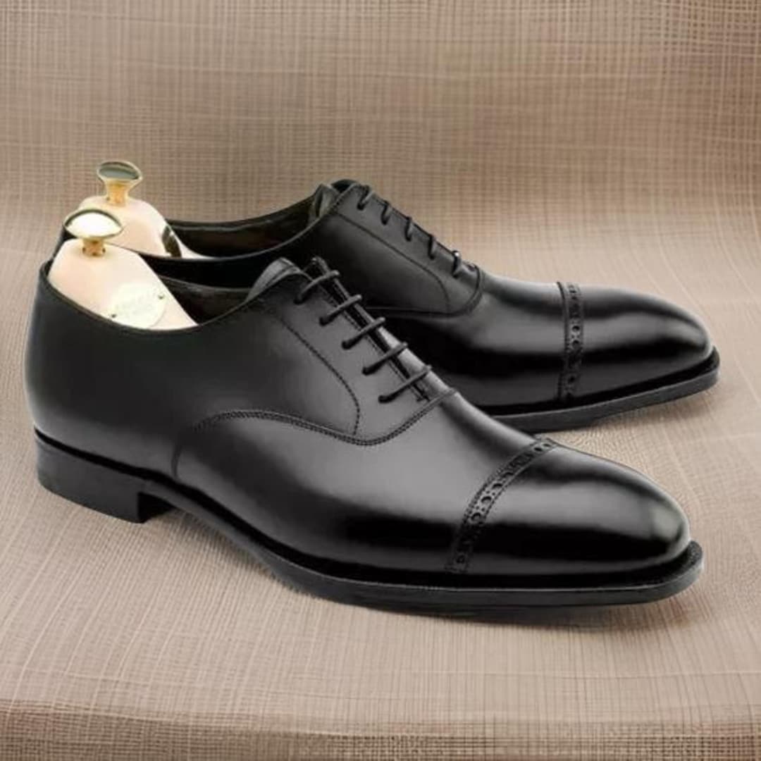 Handmade Men’s Black Leather Oxford Dress Shoes - Etsy