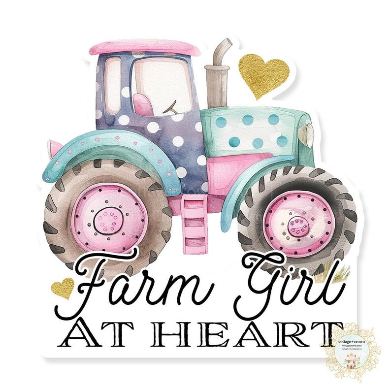 Farm Girl at Heart Pink Tractor Vinyl Decal Sticker - Etsy