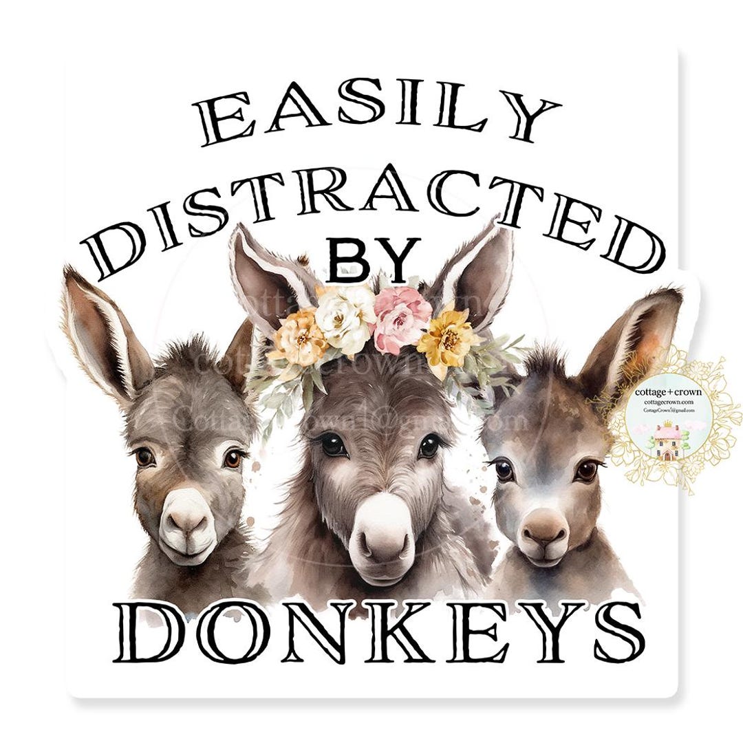 Easily Distracted by Donkeys Vinyl Decal Sticker Farm Animal Barn ...
