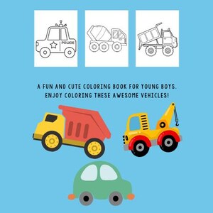 Coloring Book Cars Coloring Book for Boys Vehicles Color Book Digital ...