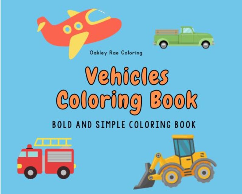 Coloring Book Cars Coloring Book for Boys Vehicles Color Book Digital ...