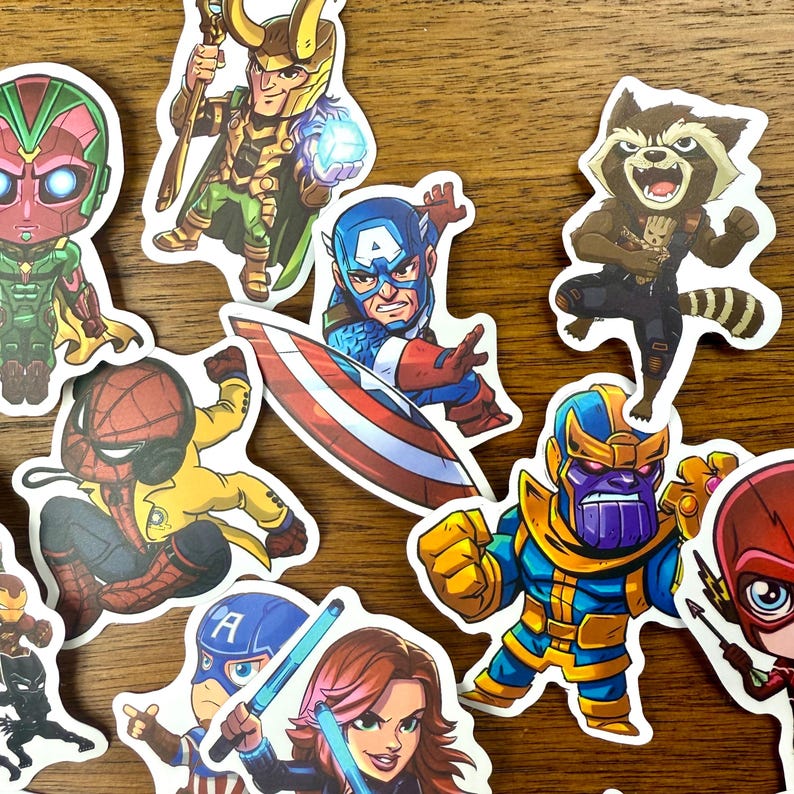 10 Random Superhero Stickers - Diary Stickers / Journaling Stickers ...