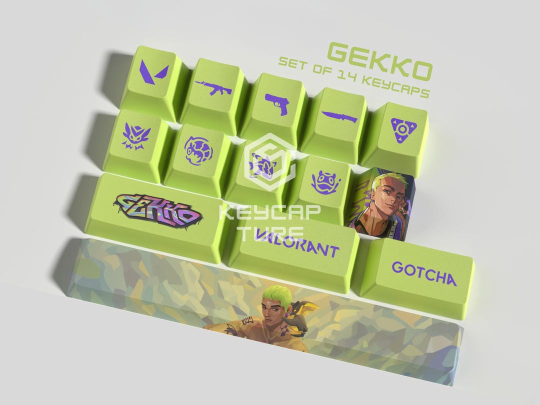 Gekko Keycaps Set Unleash Your Creature Crew Valorant Keyboard Set for ...