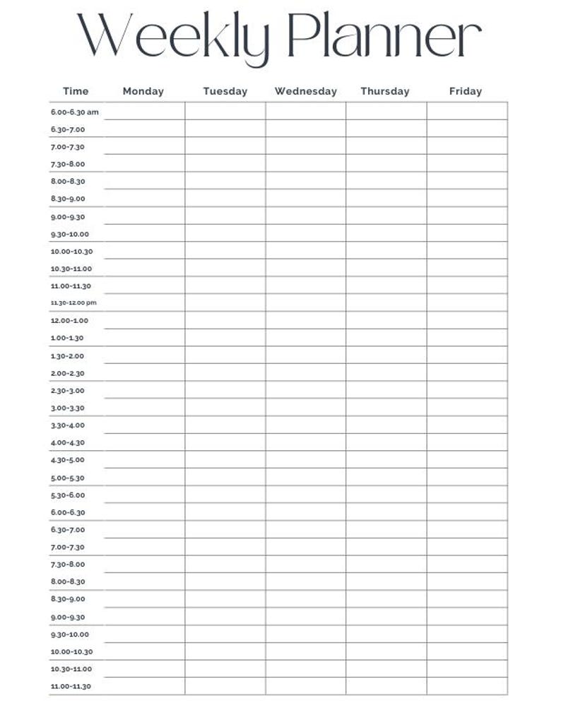 Weekly Planner Template - Etsy