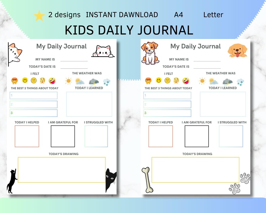 Fun Kids Journal With Daily Activities - Instant Digital Download - Etsy