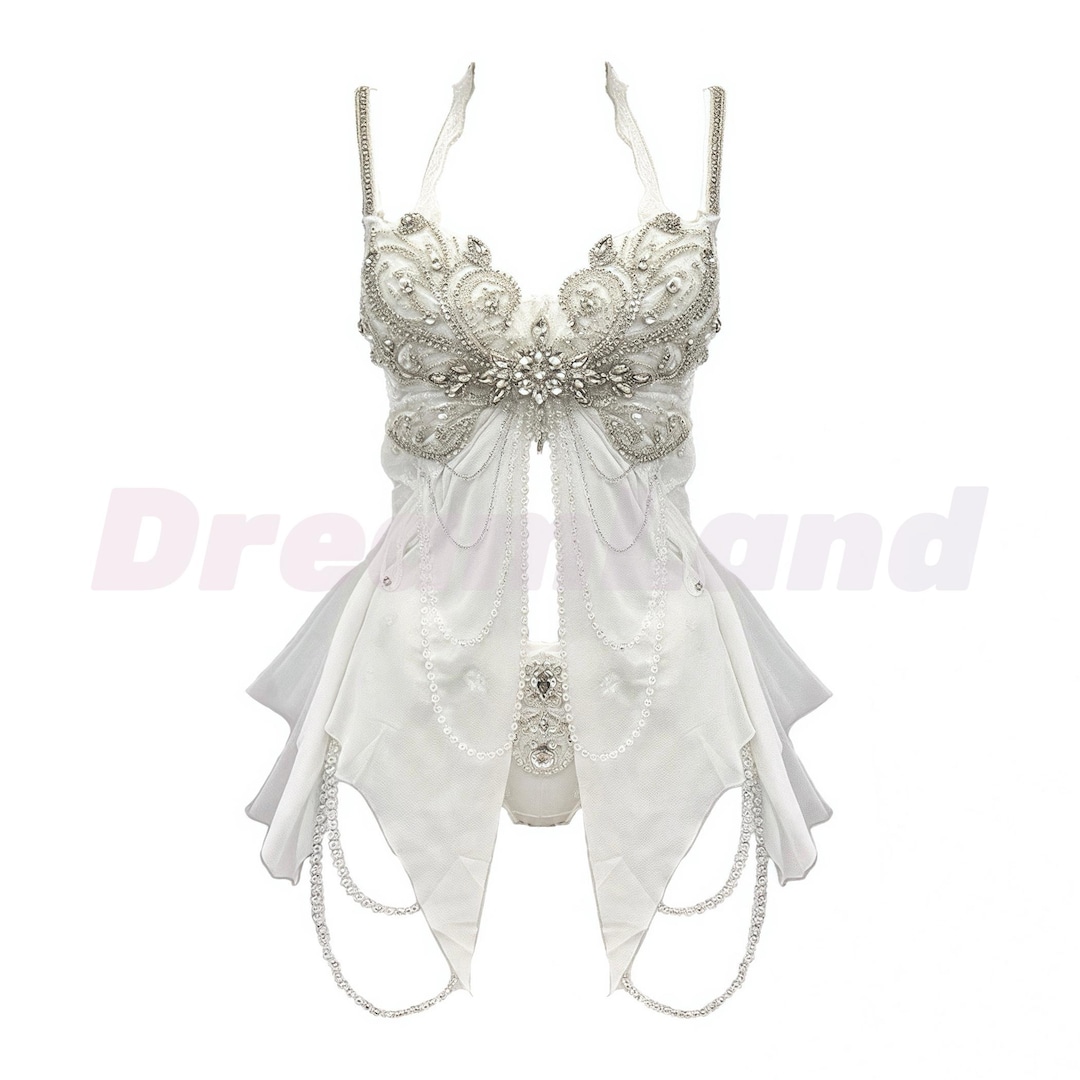 Crystal Gem Bra Set, Butterfly Rave Outfit, Fairy Party Dress - Etsy