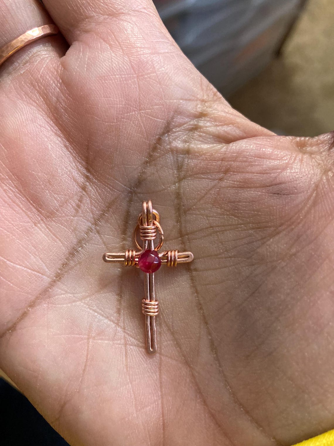 Handmade Copper Wire Wrapped Cross Pendant W/black Cord. Various Color Choices. - Etsy