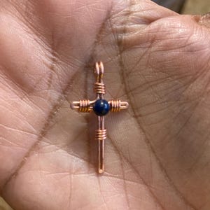 Handmade Copper Wire Wrapped Cross Pendant W/black Cord. Various Color ...