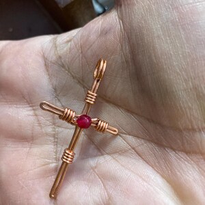 Handmade Copper Wire Wrapped Cross Pendant W/black Cord. Various Color ...