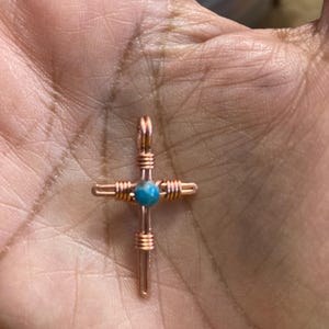 Handmade Copper Wire Wrapped Cross Pendant W/black Cord. Various Color ...