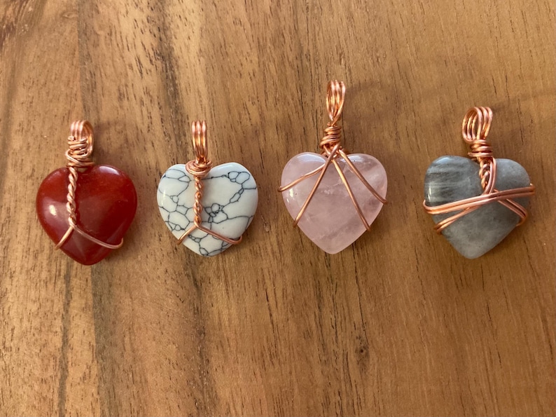 Handmade Copper Wire Wrapped Heart Pendant W/black Cord. Various Color ...