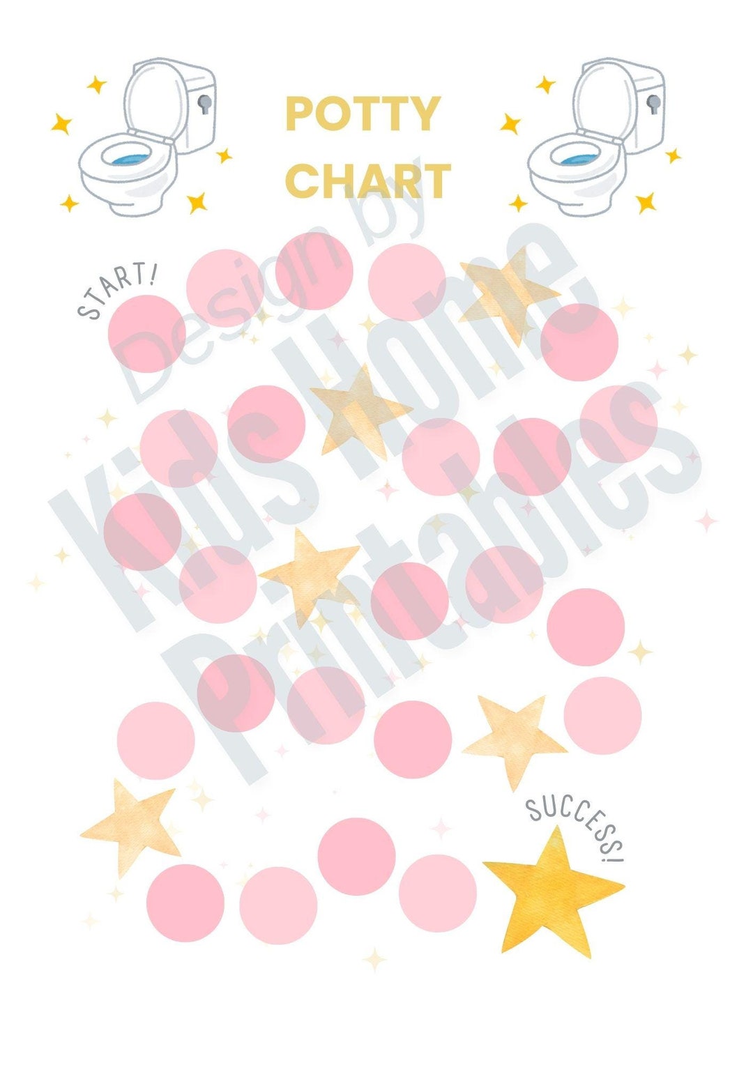 Digital Potty Reward Sticker Charts for Toddlers in Pink, Yellow, and ...