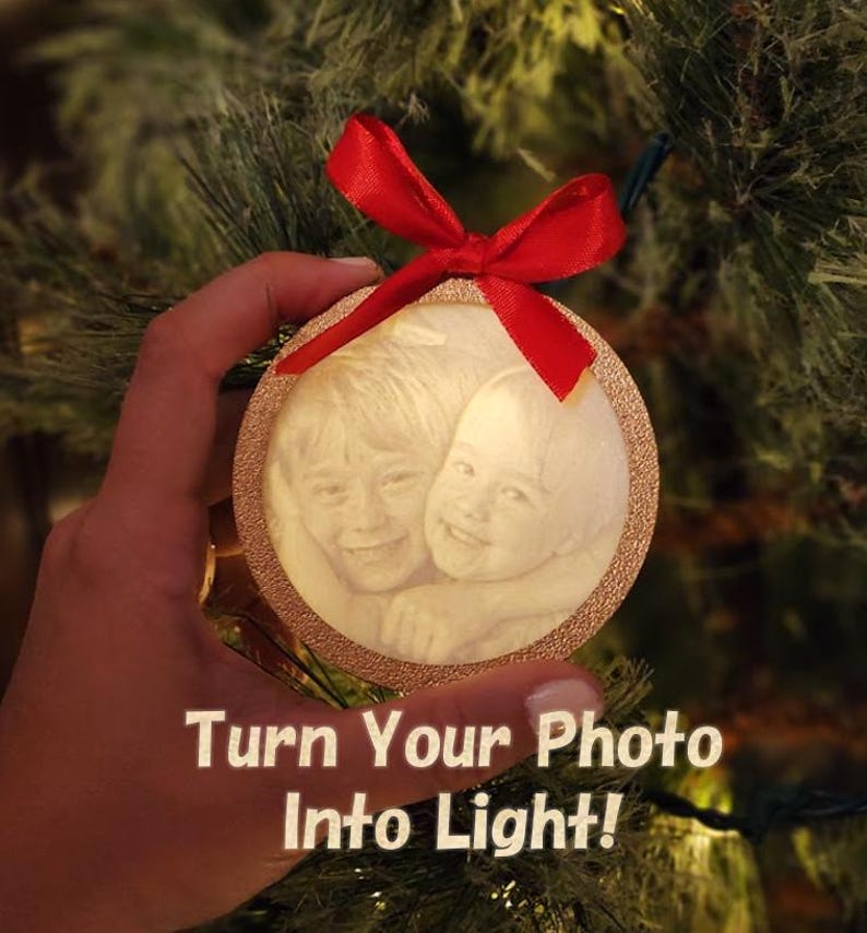 Personalized 3D Printed Lithophane Christmas Ornament • Custom Photo ...