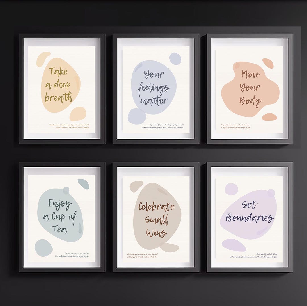 Self Care Posters for Home Office | Printable Digital Art | Minimalist ...
