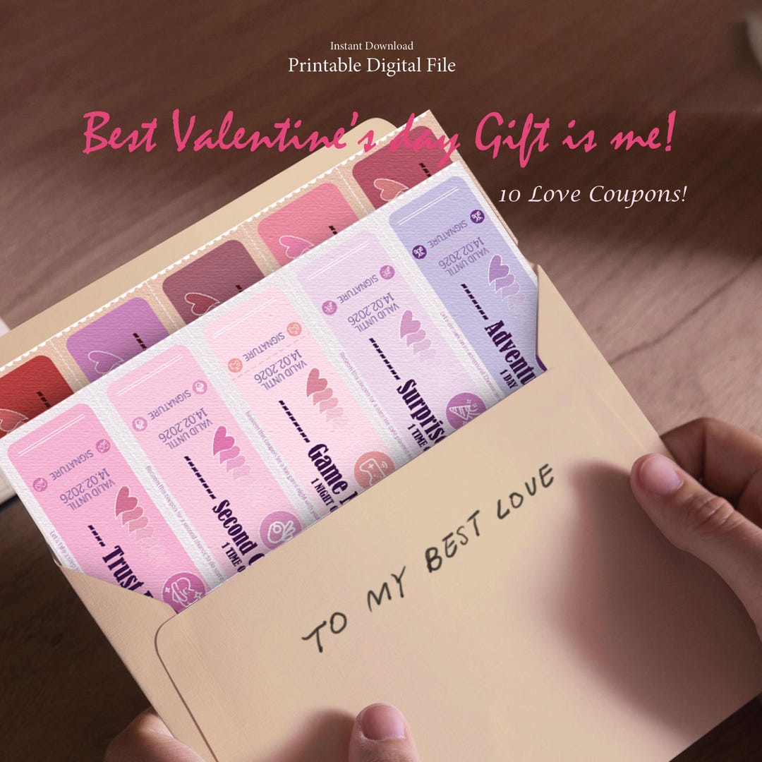 10 Printable Valentine's Day Love Coupons | Romantic & Fun DIY Gift I ...