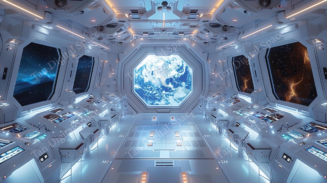 Zoom Teams Online Meeting Background I Spaceship Command Center ...