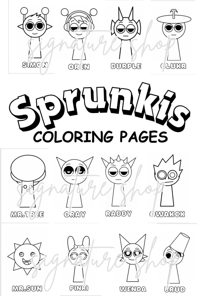 Sprunki Coloring Pages - Etsy