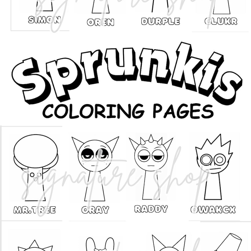Sprunki Color Pages - Etsy