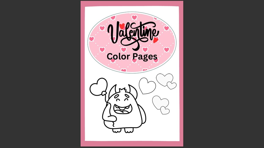Monster Valentine Coloring Pages - Etsy