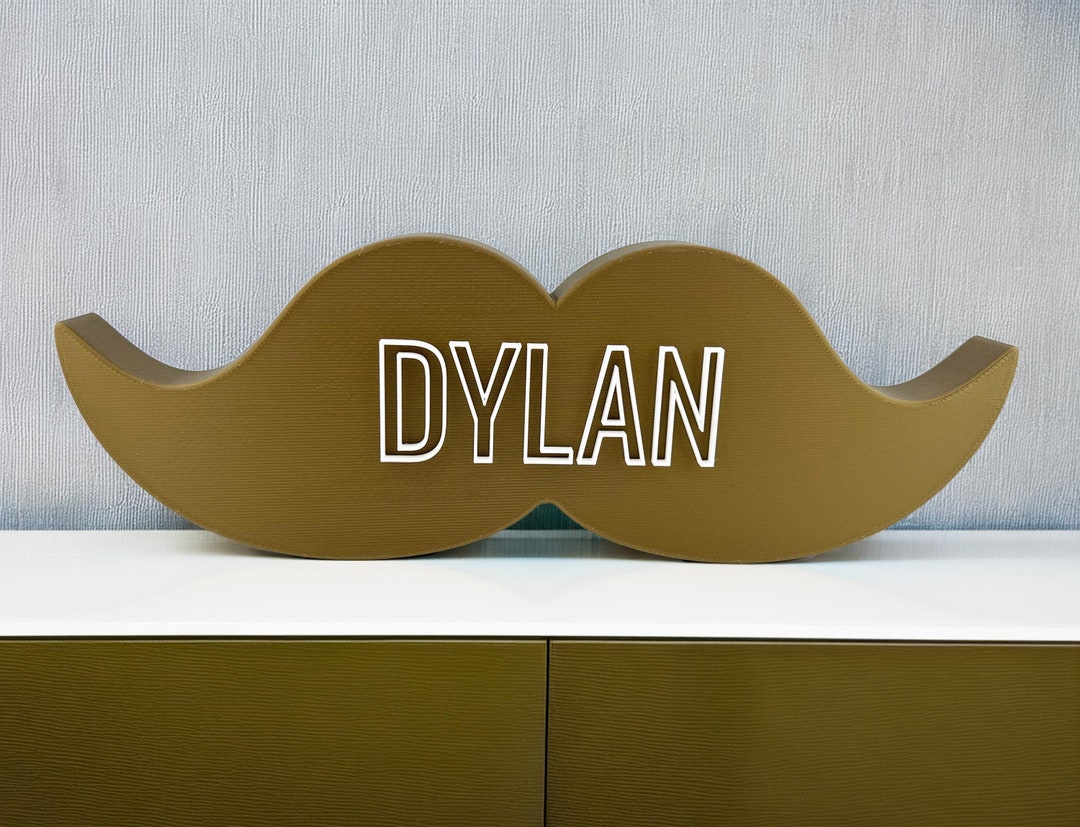 Custom 3D Mustache Name Sign for Kids Rooms, Baby Nursery Decor, Desk ...
