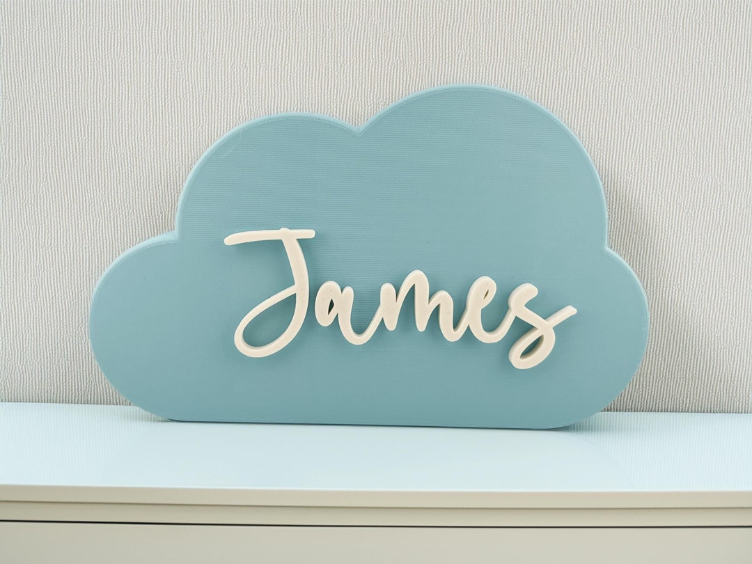 Custom 3D Cloud Name Sign for Kids’ Rooms, Baby Nursery Decor, Desk or ...
