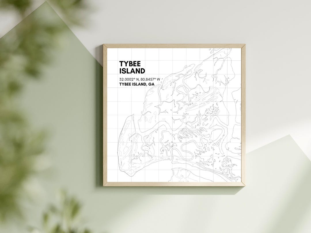 Tybee Island | Custom Topographic Map - Savannah Georgia Coastal Art ...