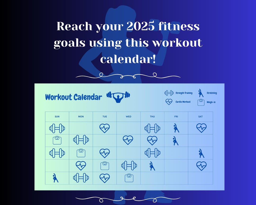 Printable Monthly Workout Calendar - Fitness Planner Template ...