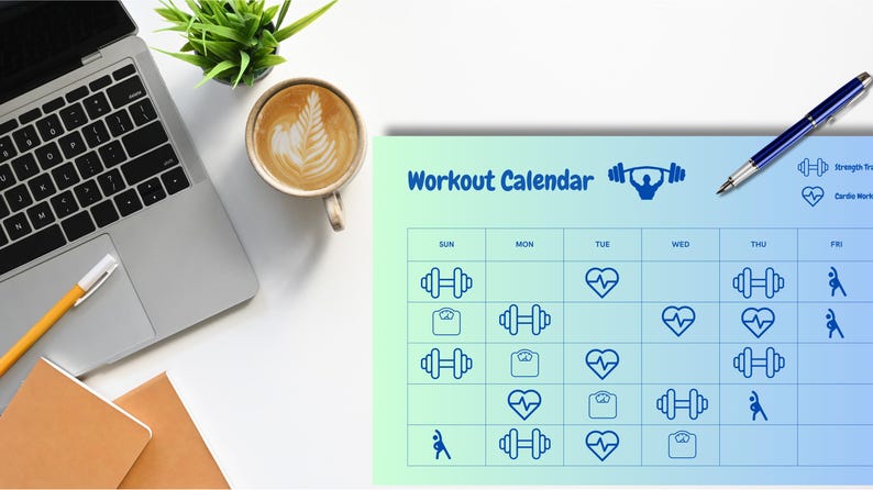 Printable Monthly Workout Calendar - Fitness Planner Template ...