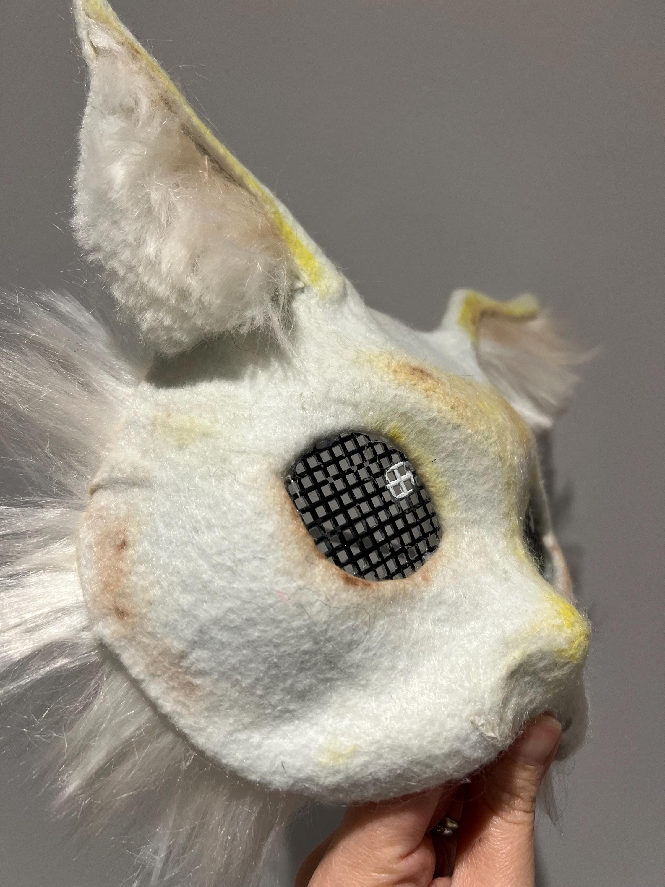 White Fluffy Moth Mask - Etsy