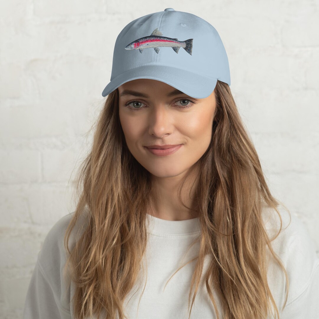 Steelhead Trout Embroidered Fish Baseball Hat - Steelhead Trout Design ...