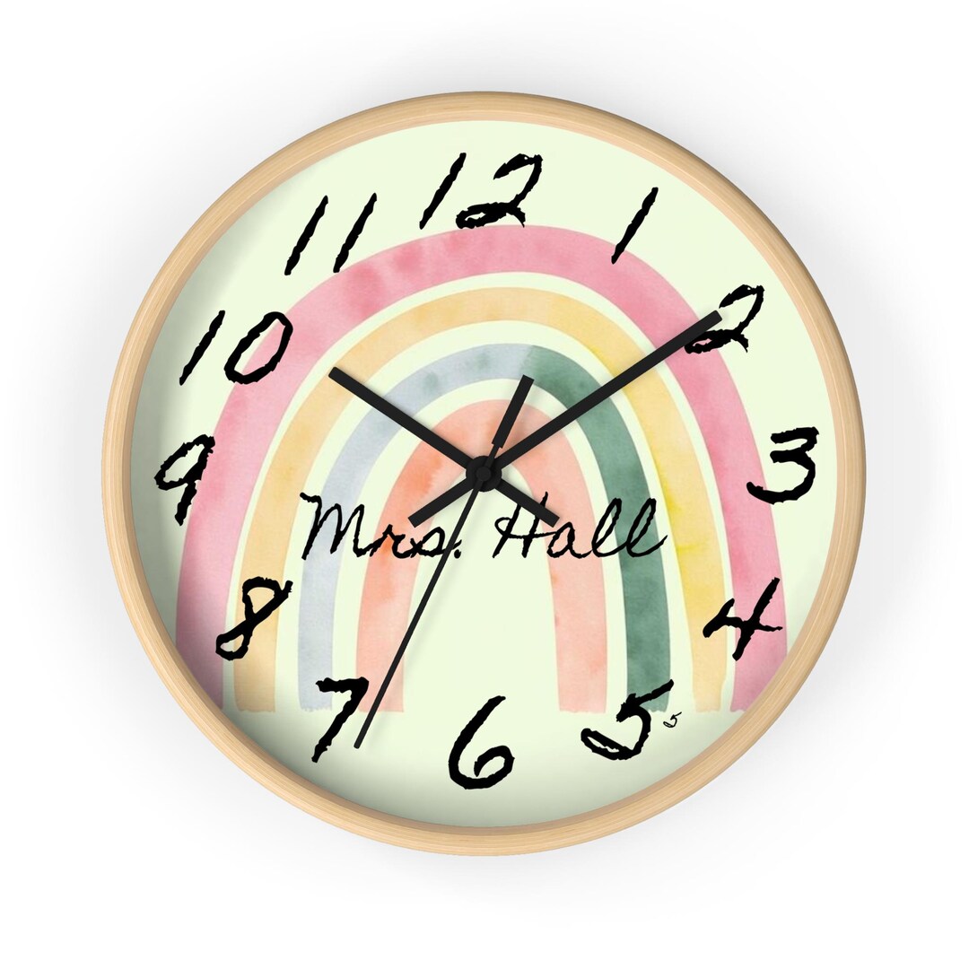 Rainbow Wall Clock, Classroom Decor, Colorful School Clock, Educational ...