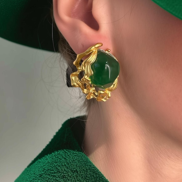 Green Earrings Women - Etsy UK