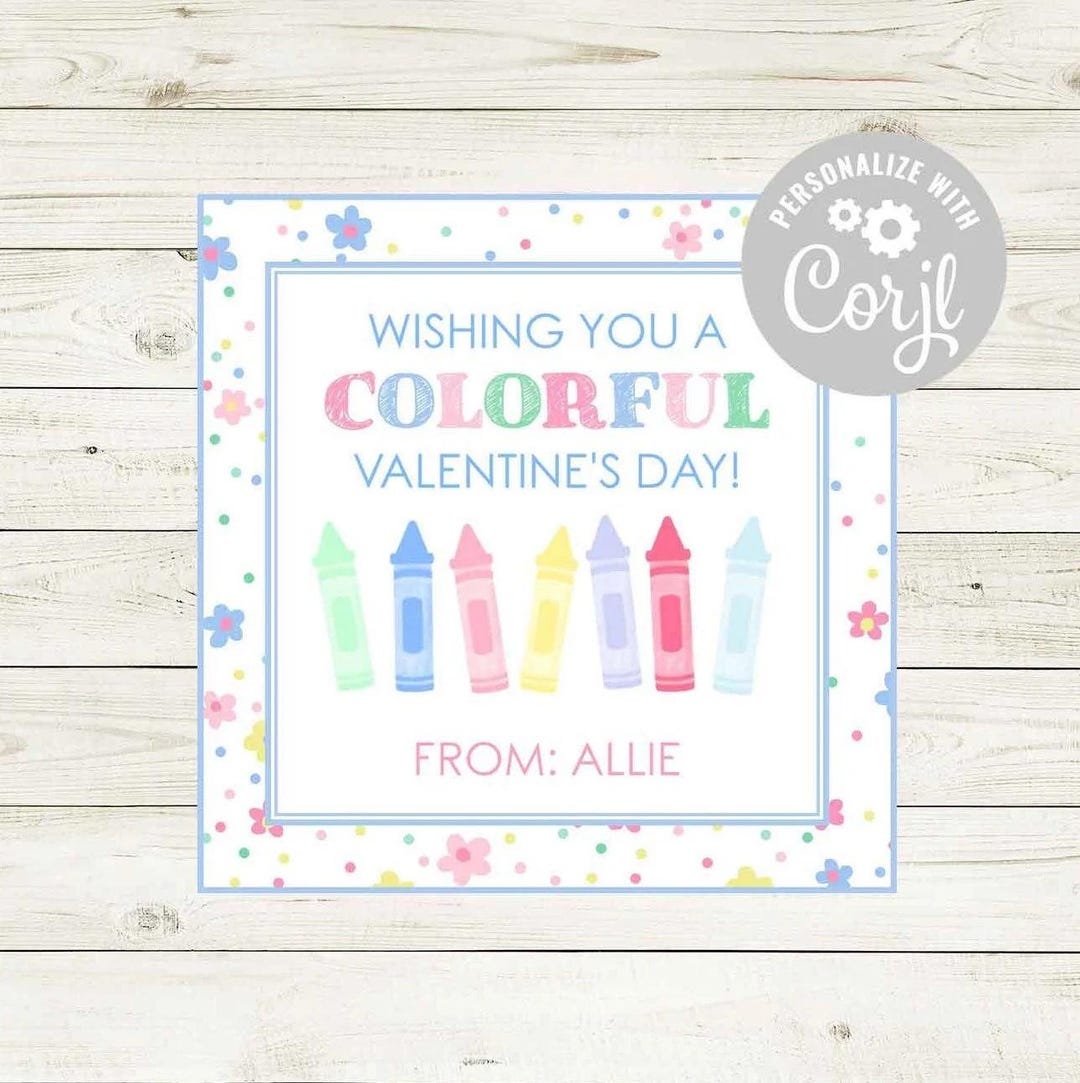 Wishing You a COLORFUL Valentine's Day! Valentine Card / Gift Tag ...