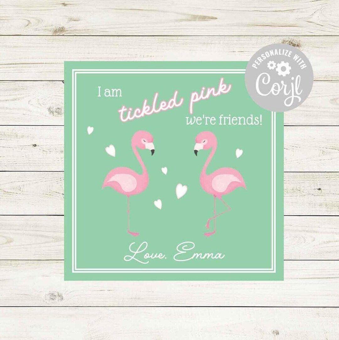 I Am Tickled Pink We're Friends! Valentine's Day Card / Tag - Pink ...